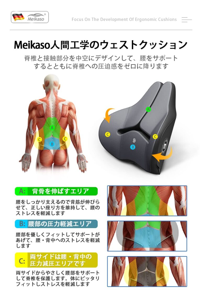 Meikaso 腰クッション ランバーサポート ネックパッド ファッション背もたれ ネックパッド 車用クッション カークッション ウェストクッション ネックピロー 首枕 運転クッション ヘッド ...
